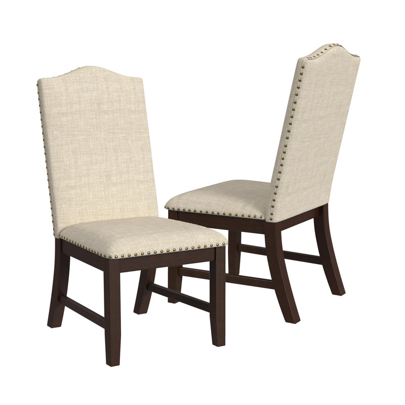 Red Barrel Studio Jinette Scalloped Back Dining Chair in Beige Woven Set of 2 Wayfair